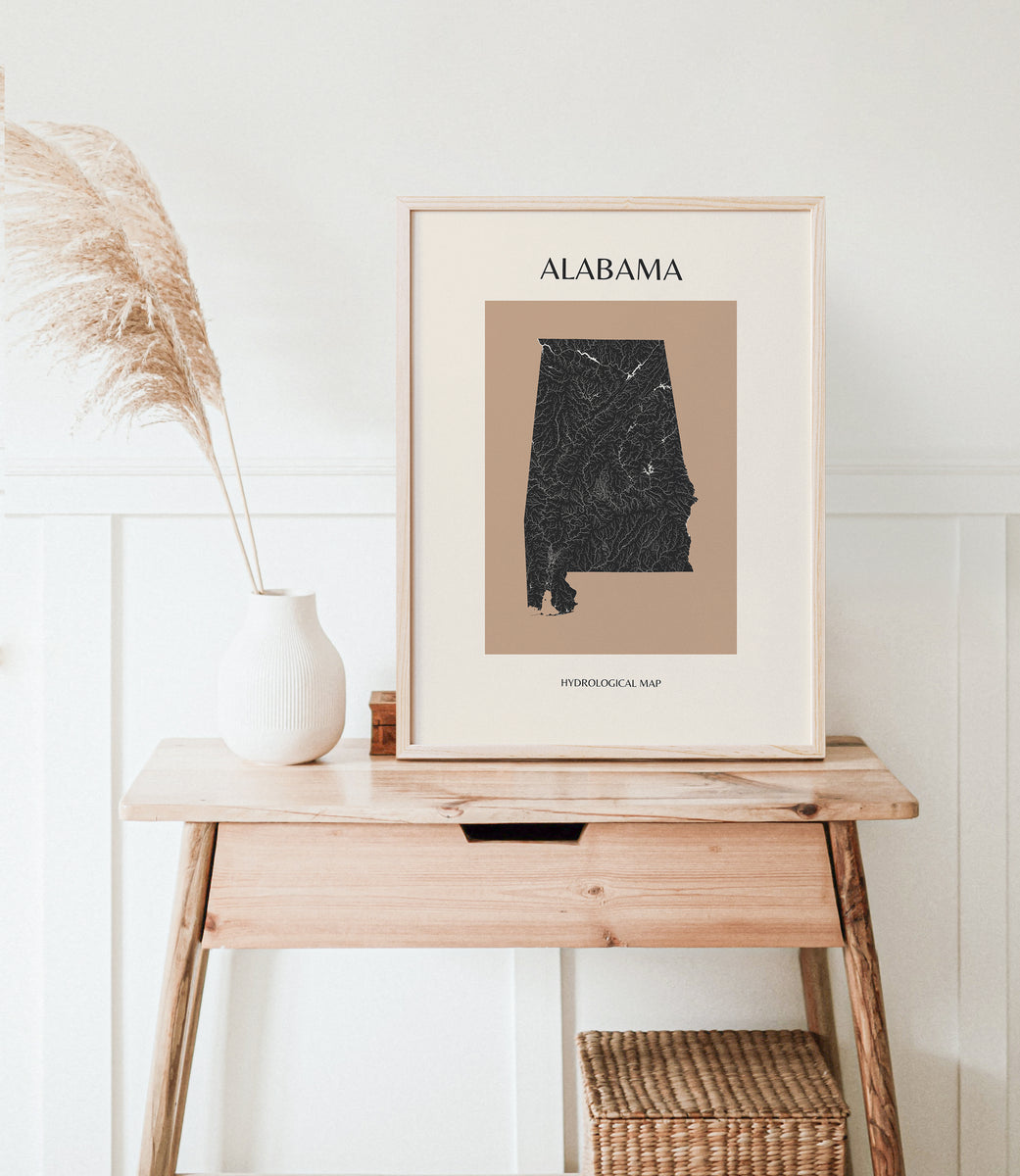 Alabama Mid-Century Modern Hydrological Map – Maps By Paige