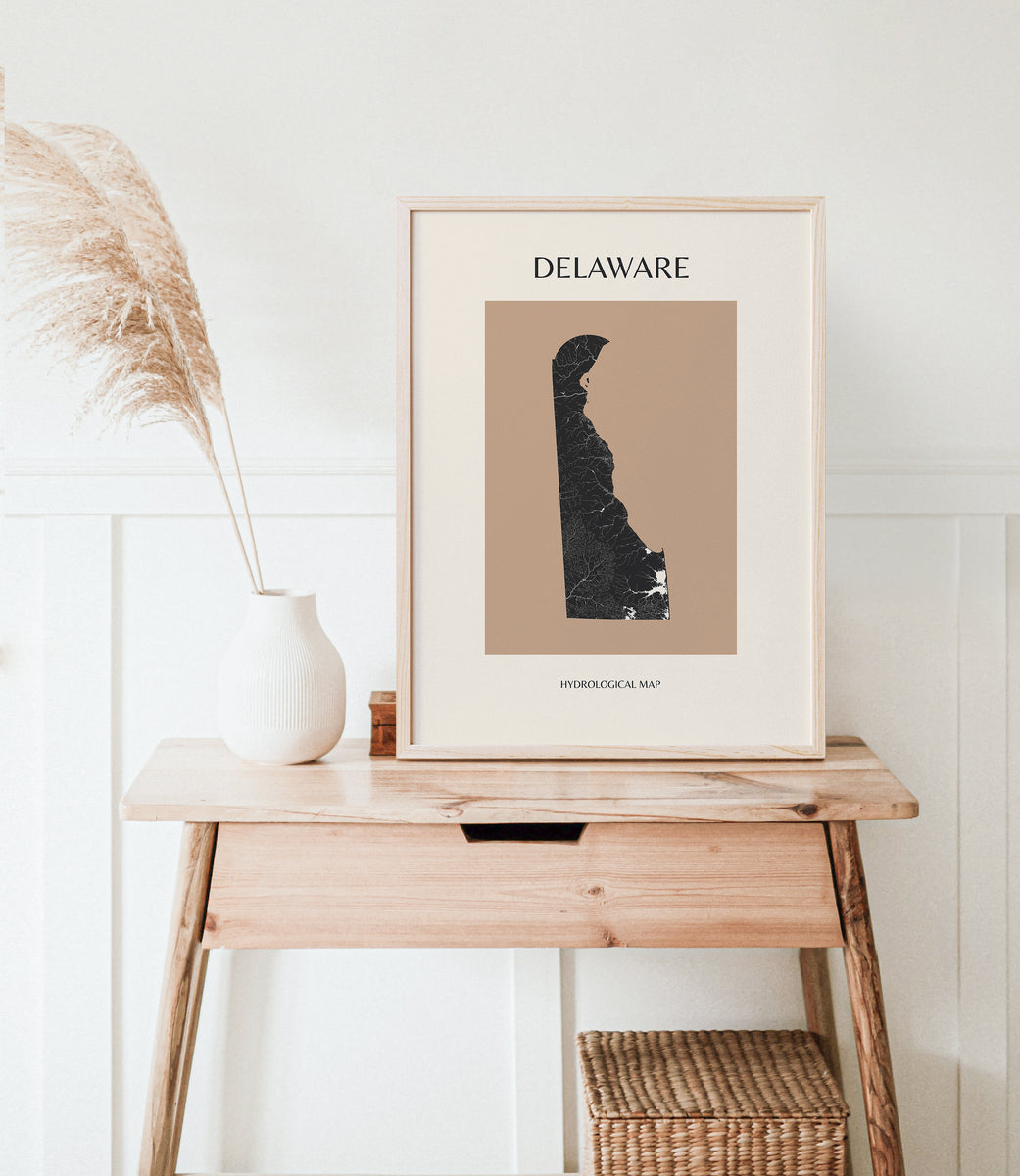 Delaware Mid-Century Modern Hydrological Map – Maps By Paige