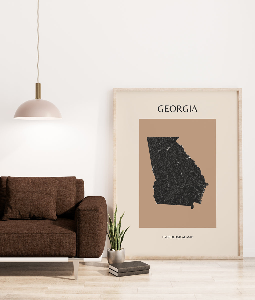 Georgia Mid-Century Modern Hydrological Map – Maps By Paige