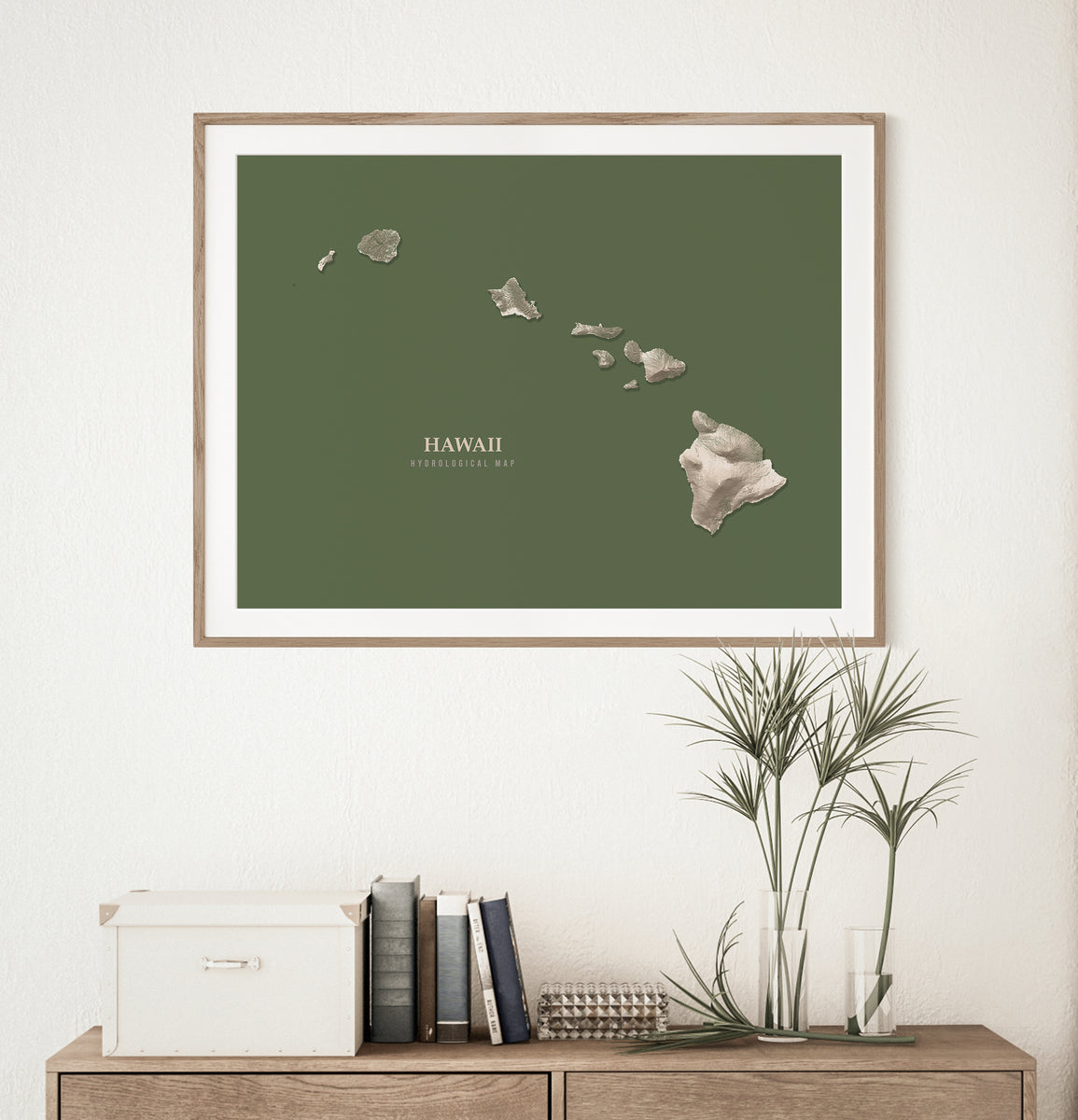 Hawaii Hydrological Map Poster Green – Maps By Paige