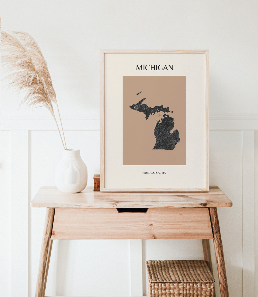 Michigan Mid-Century Modern Hydrological Map – Maps By Paige