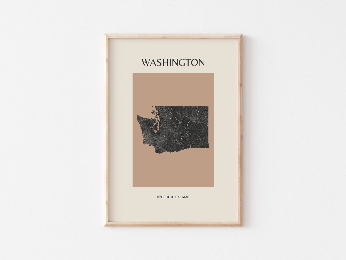 Washington Mid-Century Modern Hydrological Map – Maps By Paige